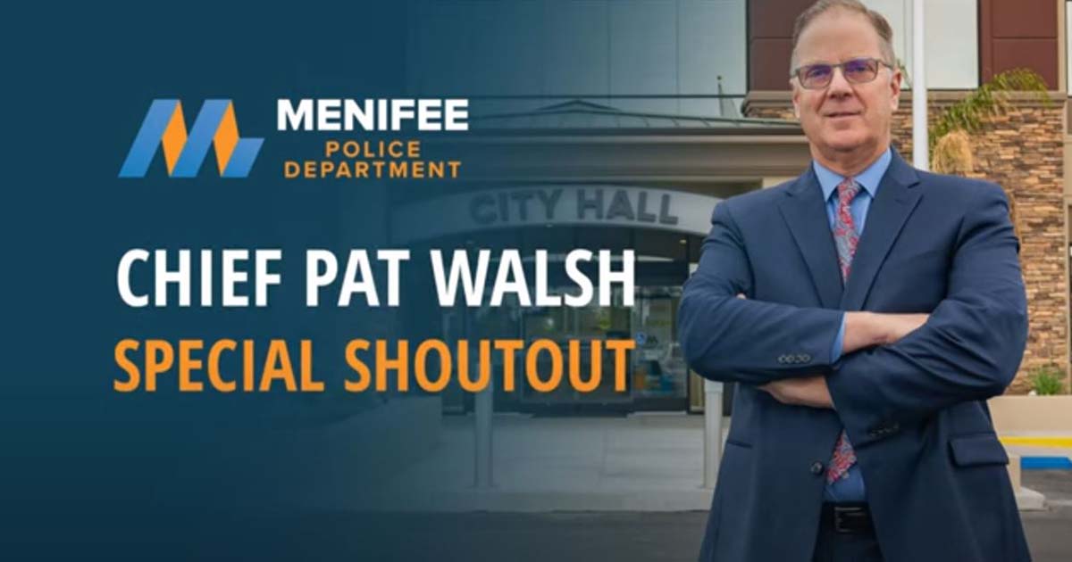 Chief Walsh Gives His Thanks - Menifee Police Department